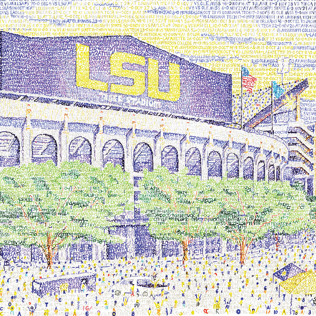 LSU Tiger Stadium Artwork | LSU Wall Decor | Art of Words