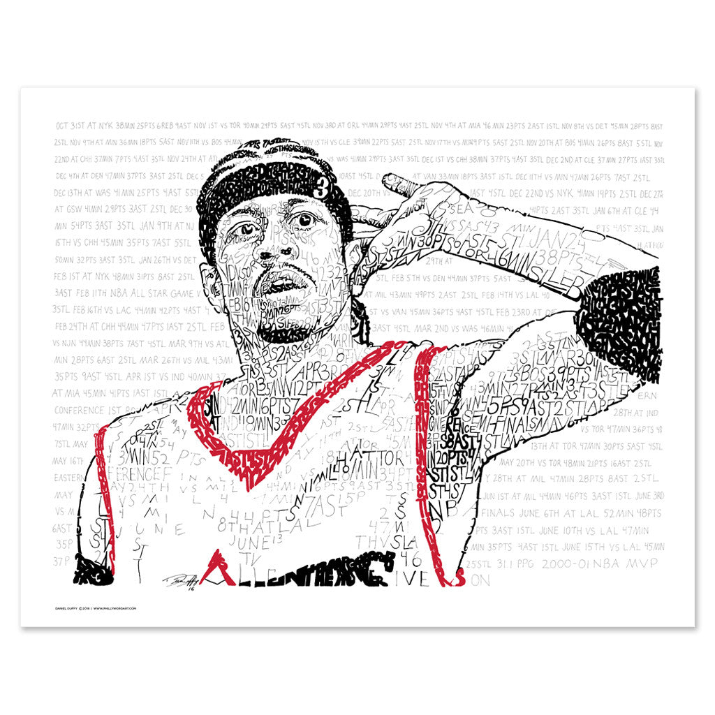 Allen Iverson 2001 MVP | Sixers Wall Decor | Art of Words